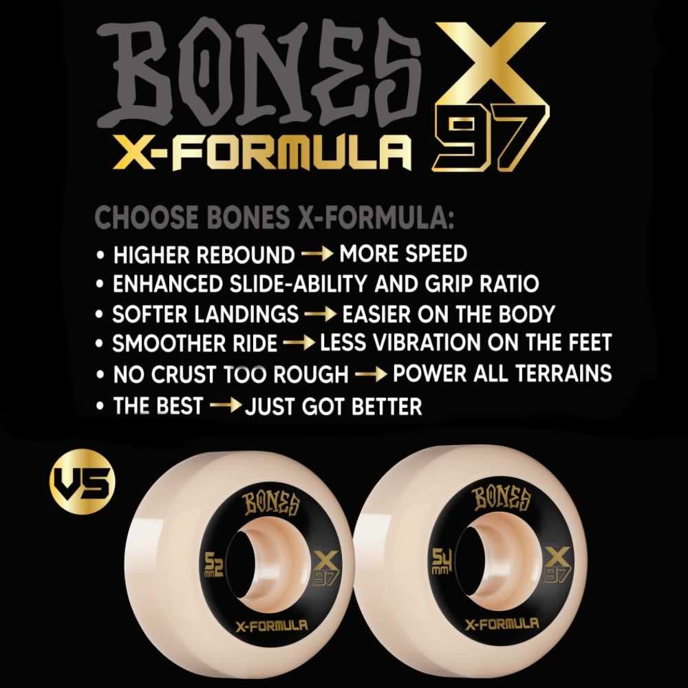 Bones wheels X-Formula X-Ninety-Seven V5 Sidecut 52mm 97a 技術板輪子 - ALL RIDE SKATE/SURF/SNOW